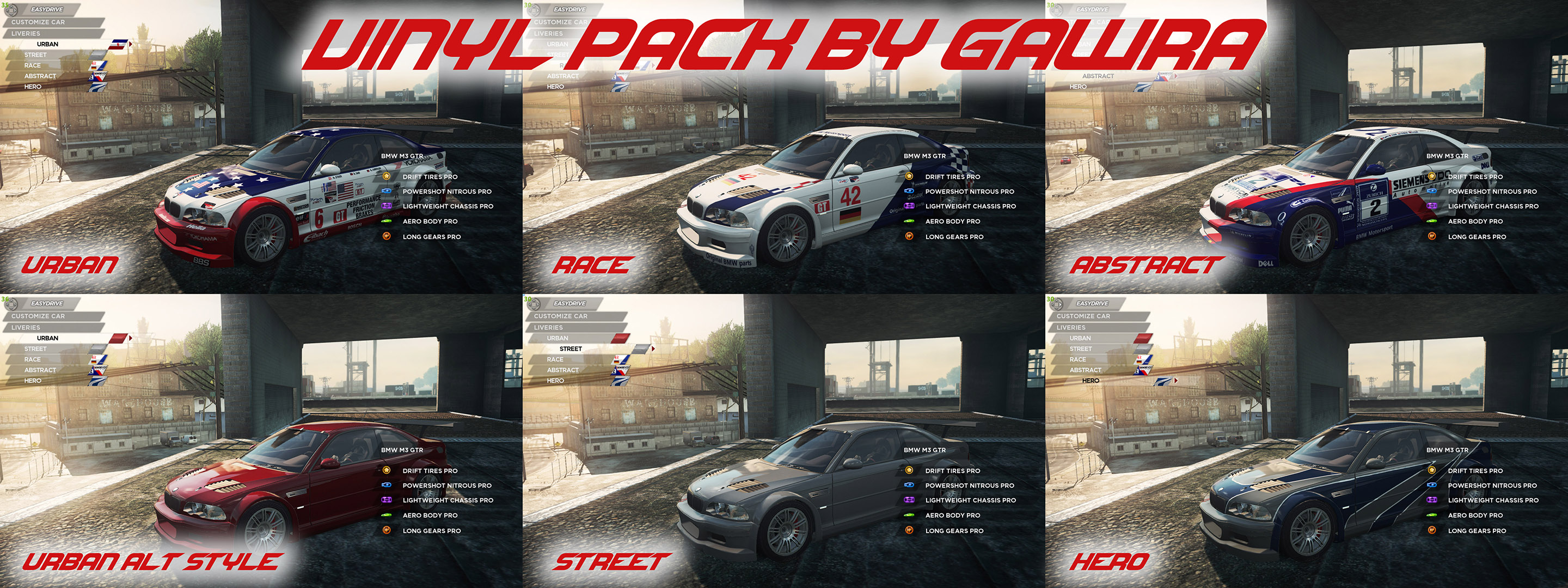 NFSMods BMW M3 GTR Real Life Vinyl Pack OLD 